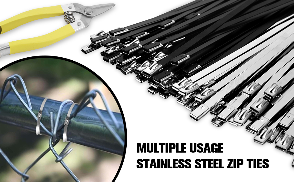 Amazon.com: Metal Stainless Steel Zip Ties Heavy Duty for Outdoor use, 32inch 100 Pack Long ...