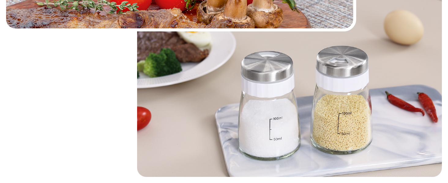 Amazon | VKCHEF 調味料入れ スパイスボトル 調味料ポット 砂糖 塩コショウ入れ 新生活 调料罐 調味料缶 キッチン 調味料ケース 密閉容器 満水容量150ml 適正容量 ...