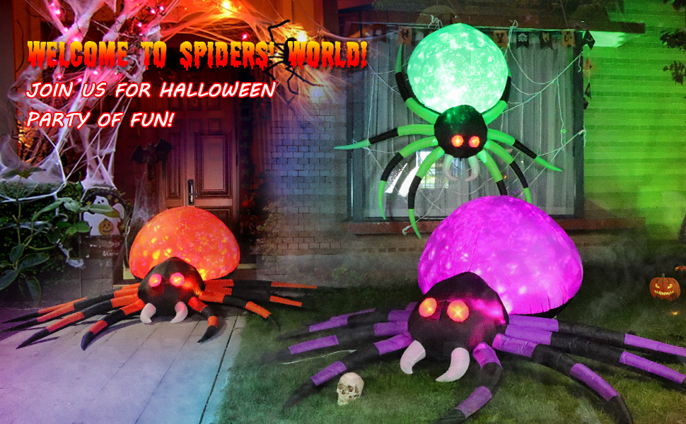 Amazon.com: 10 FT Halloween Inflatable Spider Outdoor Decorations for Yard, Big Purple Crawling ...