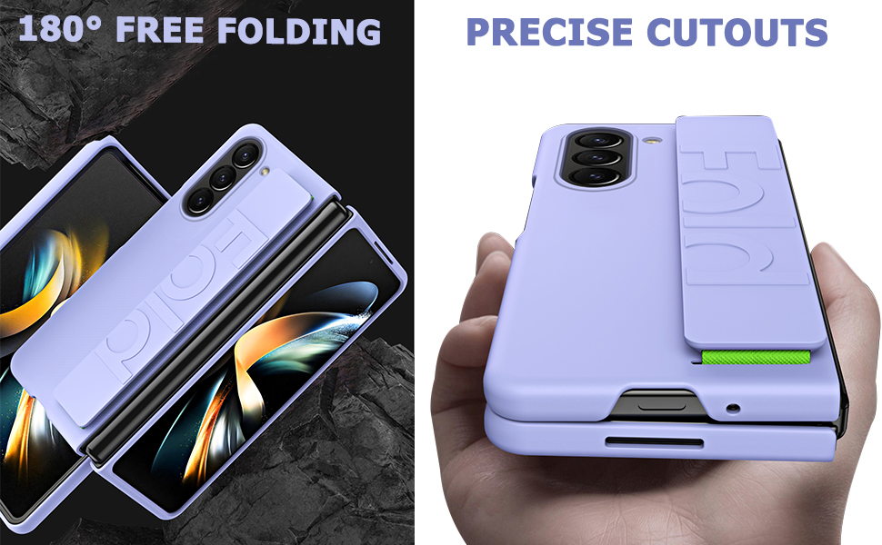 Amazon.com: Ninki Compatible Samsung Galaxy Z Fold 5 Case with Strap, Black, Hard Shockproof PC ...