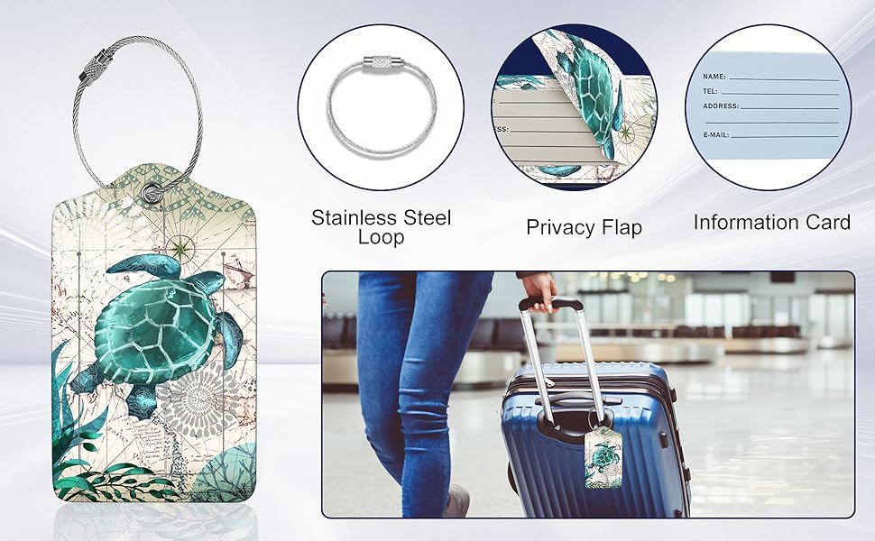 Amazon.com | 2 Pcs Luggage Tags for Suitcase, Cute Unique PU Leather Travel Bag Tag with Privacy ...