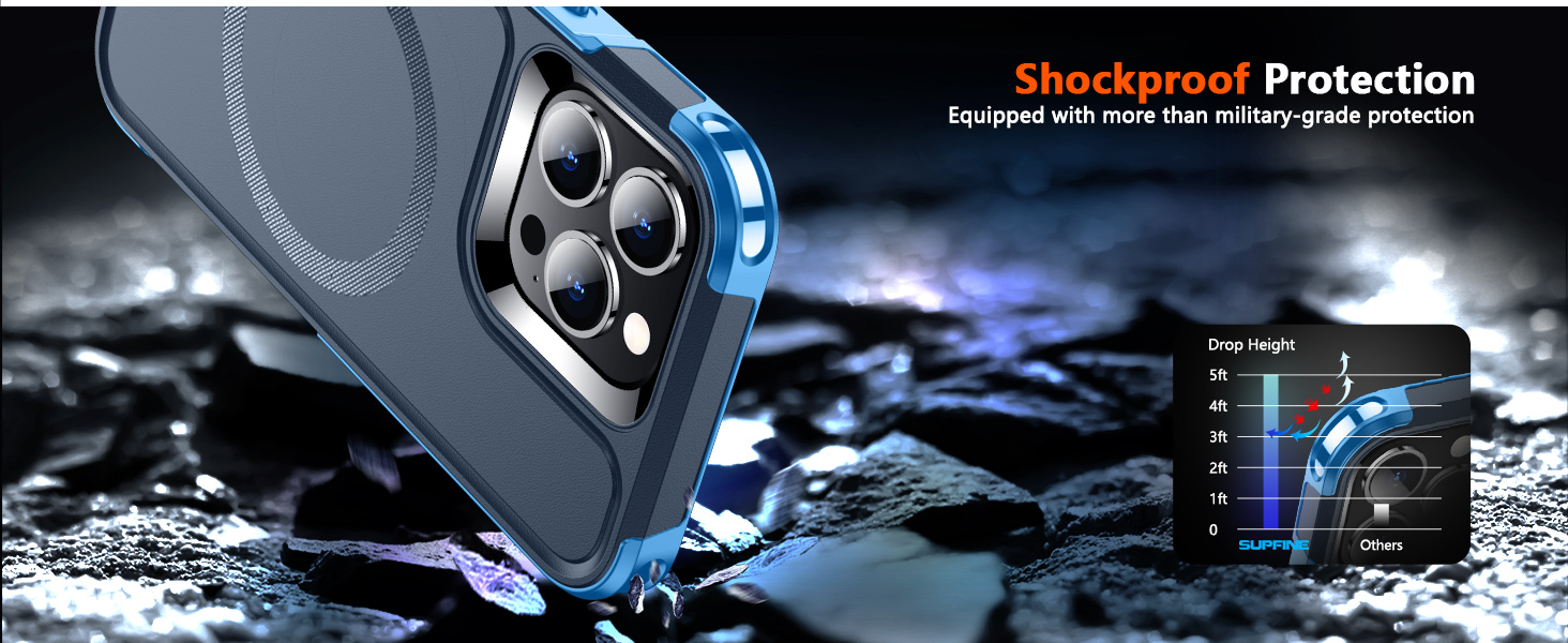 Amazon.com: SUPFINE 5 in 1 Magnetic iPhone 13 Pro Max Case, [Compatible with MagSafe][10 FT ...