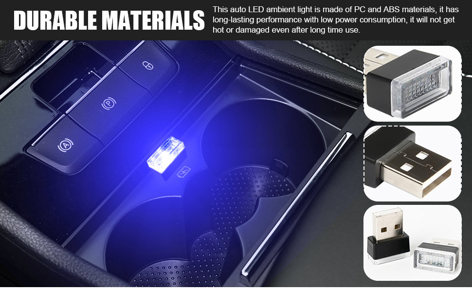 Amazon.com: deemars 2PCS USB LED Car Interior Atmosphere Lamp, Car Night Lights, Mini USB LED ...