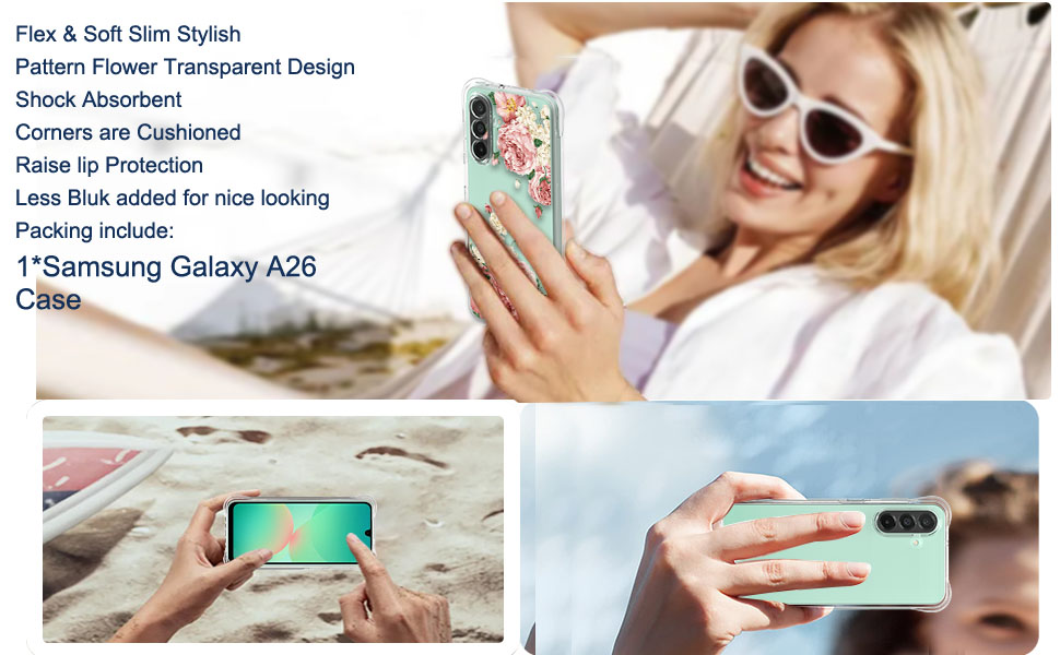 Amazon.com: Osophter for Samsung Galaxy A26 5G Case: Women Girls Flower Floral with Screen ...