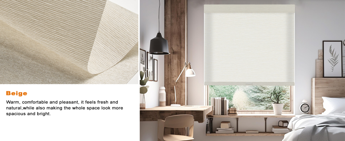 Amazon.com: Persilux No Drill No Tools Light Filtering Roller Shades for Windows,Linen Fabric ...