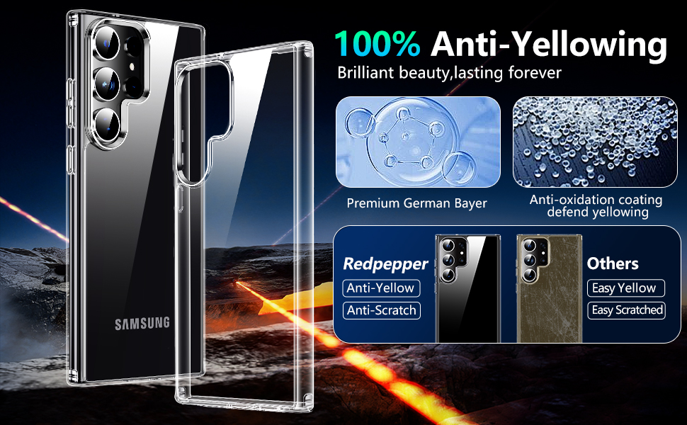 Amazon.com: Redpepper Crystal Clear Designed for Samsung Galaxy S22 Ultra Case,[Anti-Yellowing ...