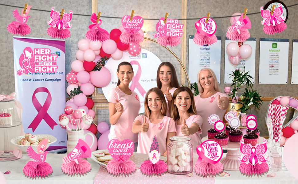 Amazon.com: 8pcs Breast Cancer Awareness Decorations Honeycomb ...