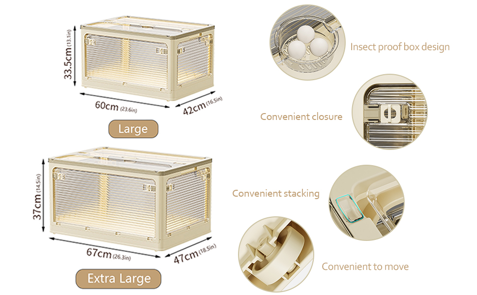 HOTRCR Large Plastic Storage Box with Lid, Stackable with Five Open ...