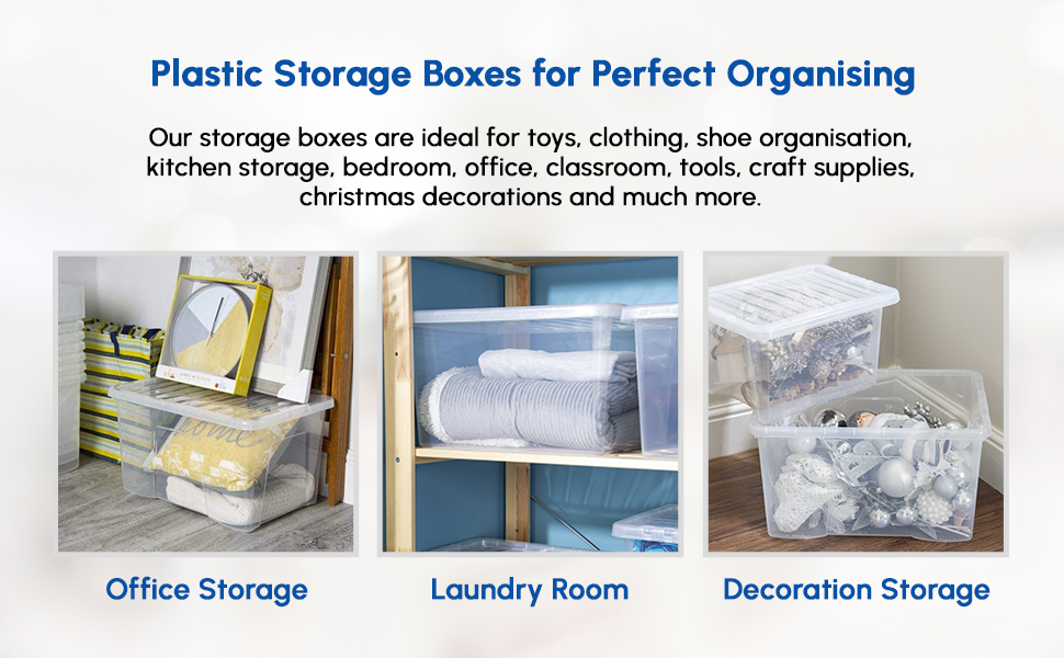 1ABOVE Home Office Clear Plastic Stackable Storage Boxes & Lids PACK OF ...