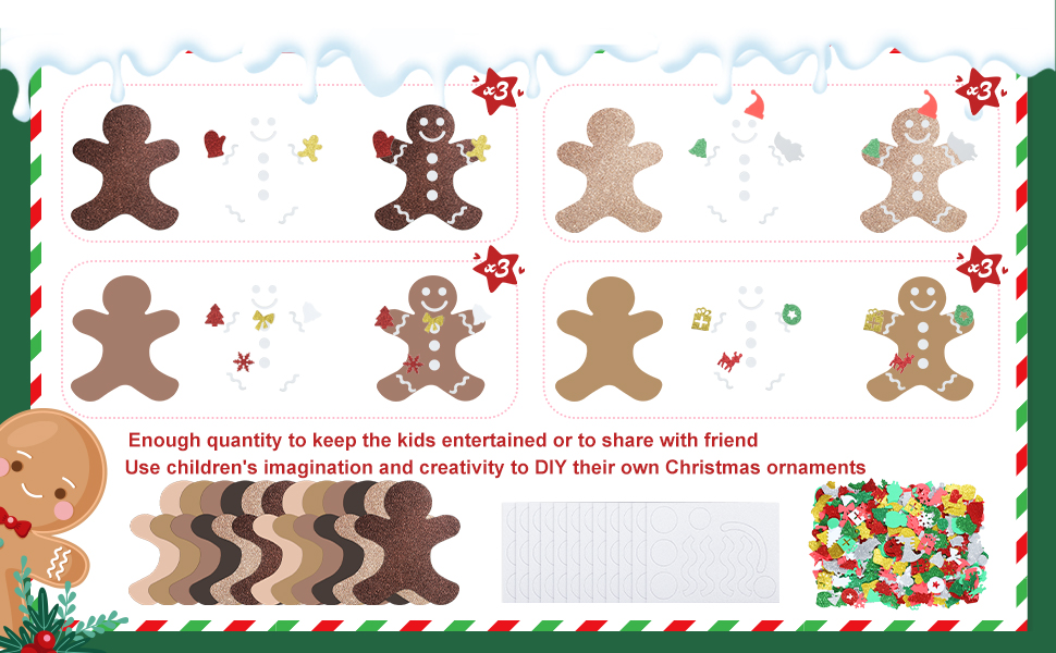 Amazon.com: Woanger 324 Pcs Christmas Gingerbread Man Craft Kit DIY ...
