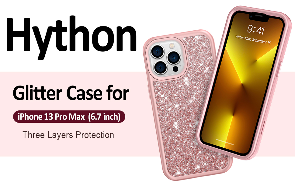 Amazon.com: Hython Case for iPhone 13 Pro Max Case Glitter, Cute Shiny Bling Sparkle Cover ...