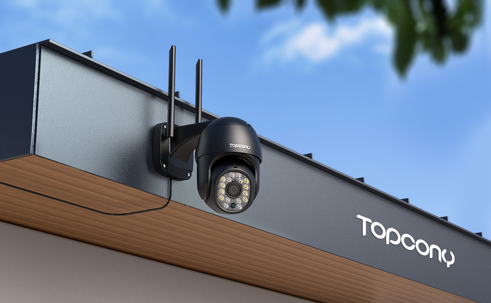 Topcony Caméra de Surveillance Extérieure WiFi, avec Détection de Mouvement, Fonction Vocale ...
