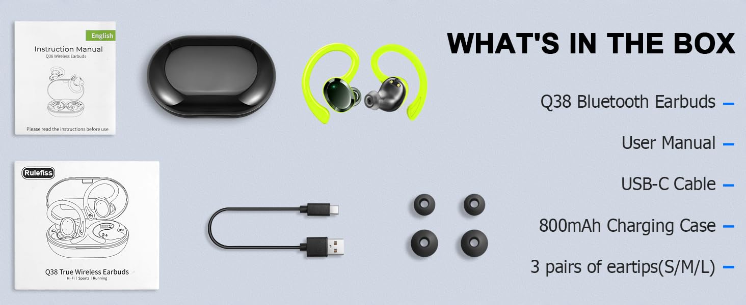 Rulefiss Wireless Earbuds, Bluetooth 5.3 Headphones Wireless Headphones ...