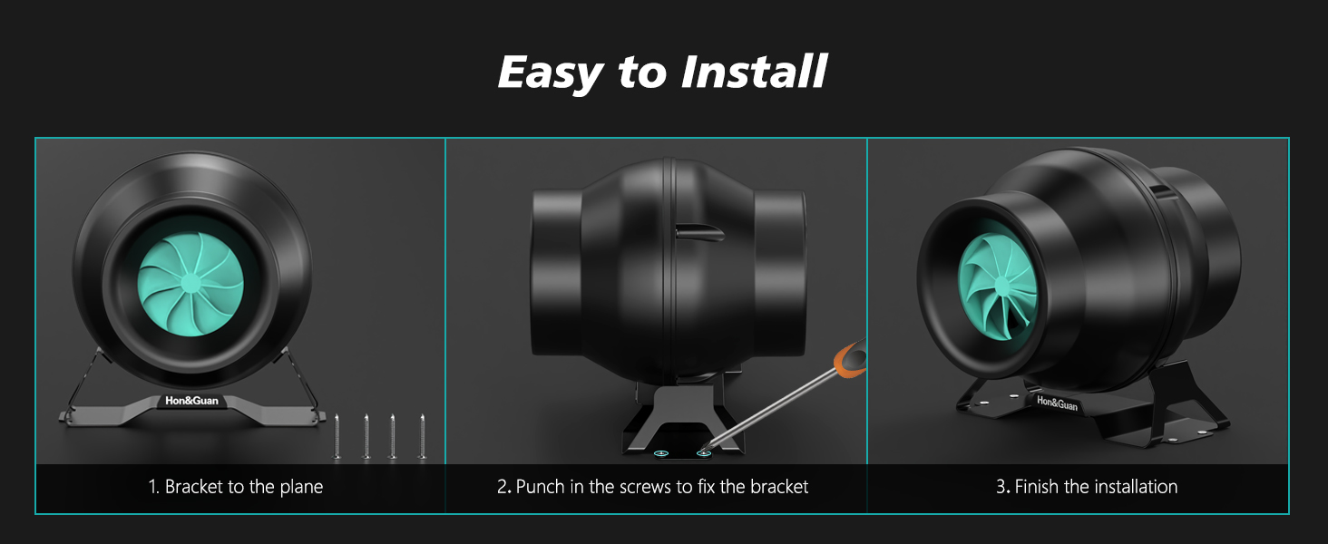 Hon&Guan Regelbar Rohrlüfter 100mm Leise mit Geschwindigkeitsregler, Rohrventilator Starker ...