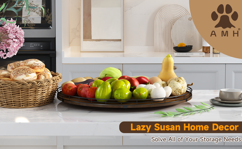 Amazon.com - Farmhouse Oak 24" Lazy Susan Turntable Organizer for Cabinet, Round Wooden Lazy ...