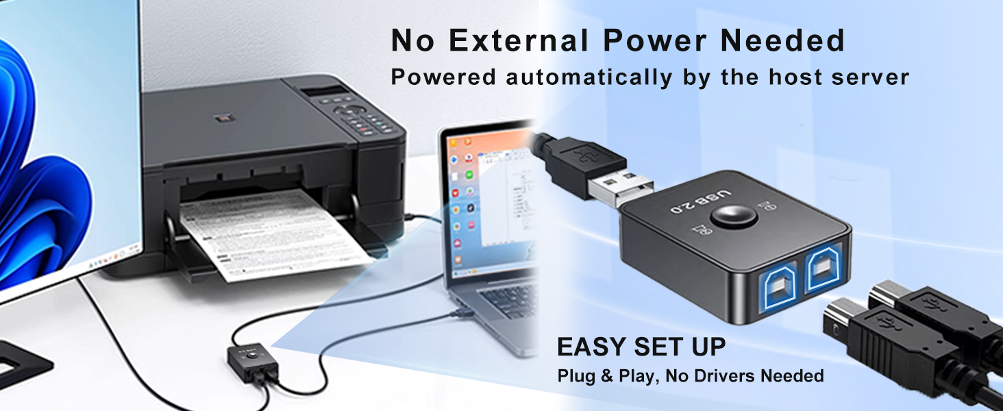 Amazon.com: USB2.0 Printer Sharing Switch. Share one Printer Between Two Devices with Automatic ...