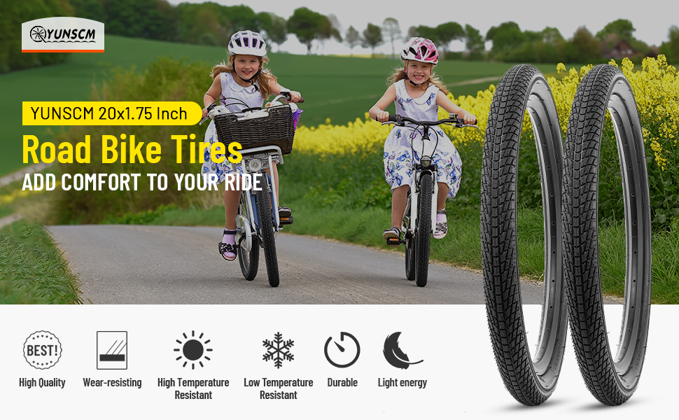 Amazon.com : YUNSCM 2-PCS 20" Bike Tires 20x1.75/47-406 and 20" Heavy Duty Bike Tubes Schrader ...