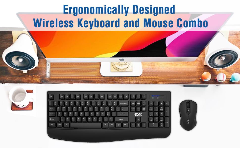 Wireless Keyboard And Mouse Combo Edjo 2 4g Full Sized Ergonomic Computer Keyboard