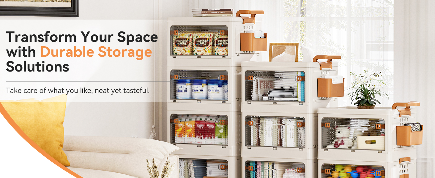 SPIEEK 56 QT Stackable Storage Bins With Lids and Wall Hanging Box ...