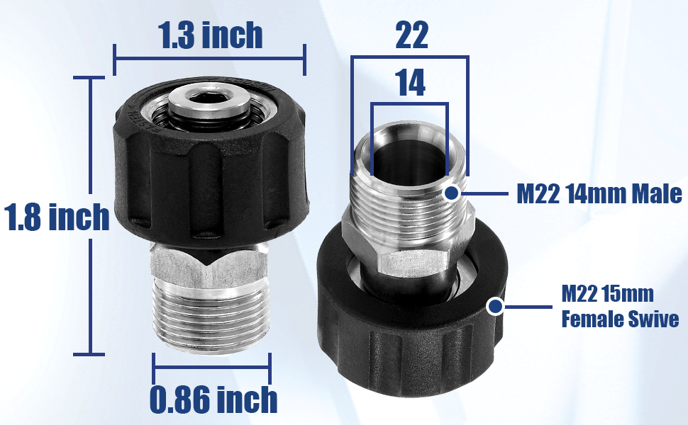 Amazon.com: M MINGLE Pressure Washer Adapter, Metric M22 15mm Female Thread to M22 14mm Male ...