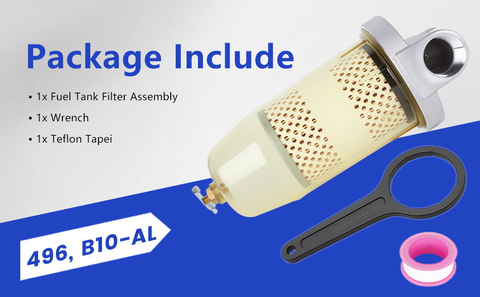 Amazon.com: AUIVERED B10-AL 496 Fuel Tank Filter Assembly with Wrench - Replacement for Gasoline ...
