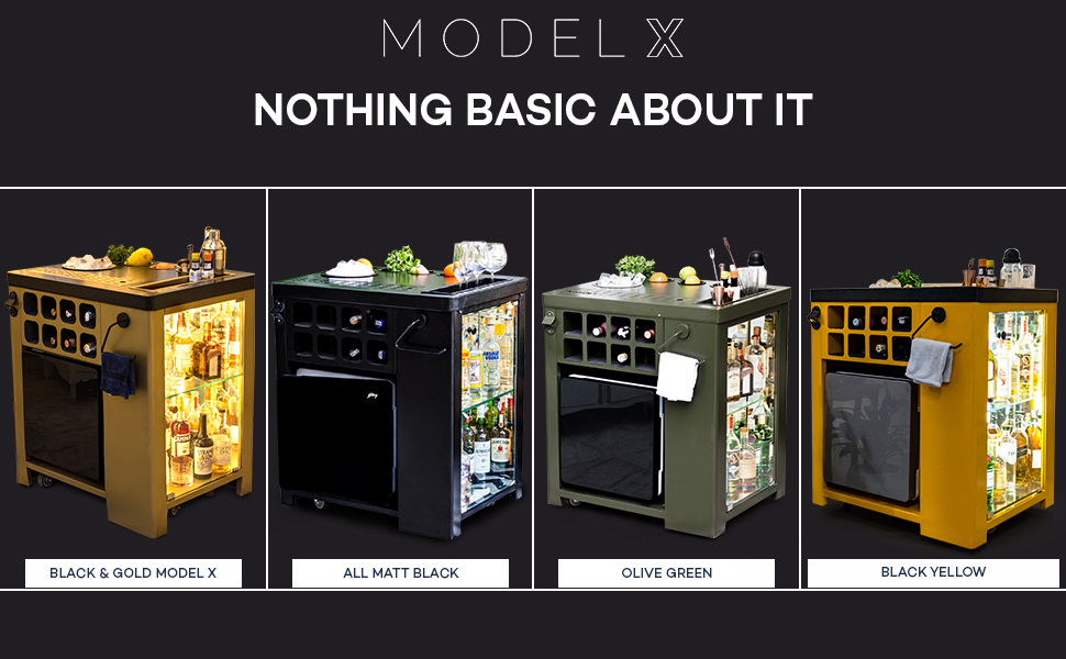 SpeedX Home Bars - Model X Home Bar Cabinet Mat Gold & Mat Black Finish with Built in 30L ...