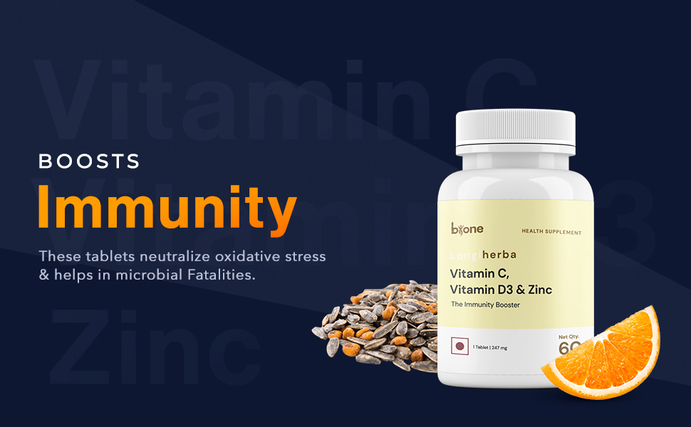 Bione Immunity Booster with Vitamin C,D3 and Zinc | Helps Improve Skin Radiance | Improve ...