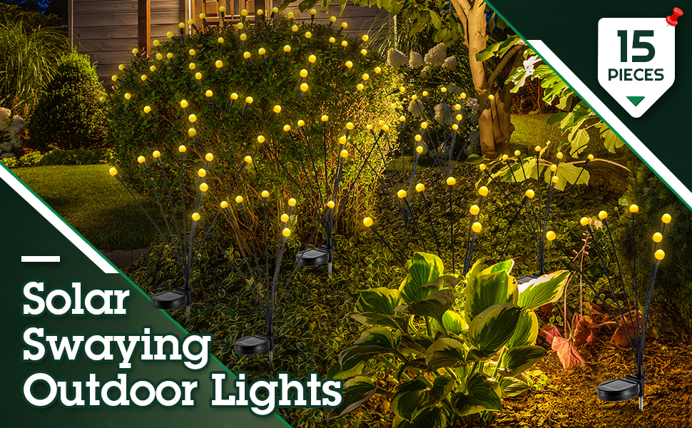 Amazon.com: 15 Pcs Firefly Solar Swaying Outdoor Lights Waterproof Firefly Garden Decorative 6 8 ...