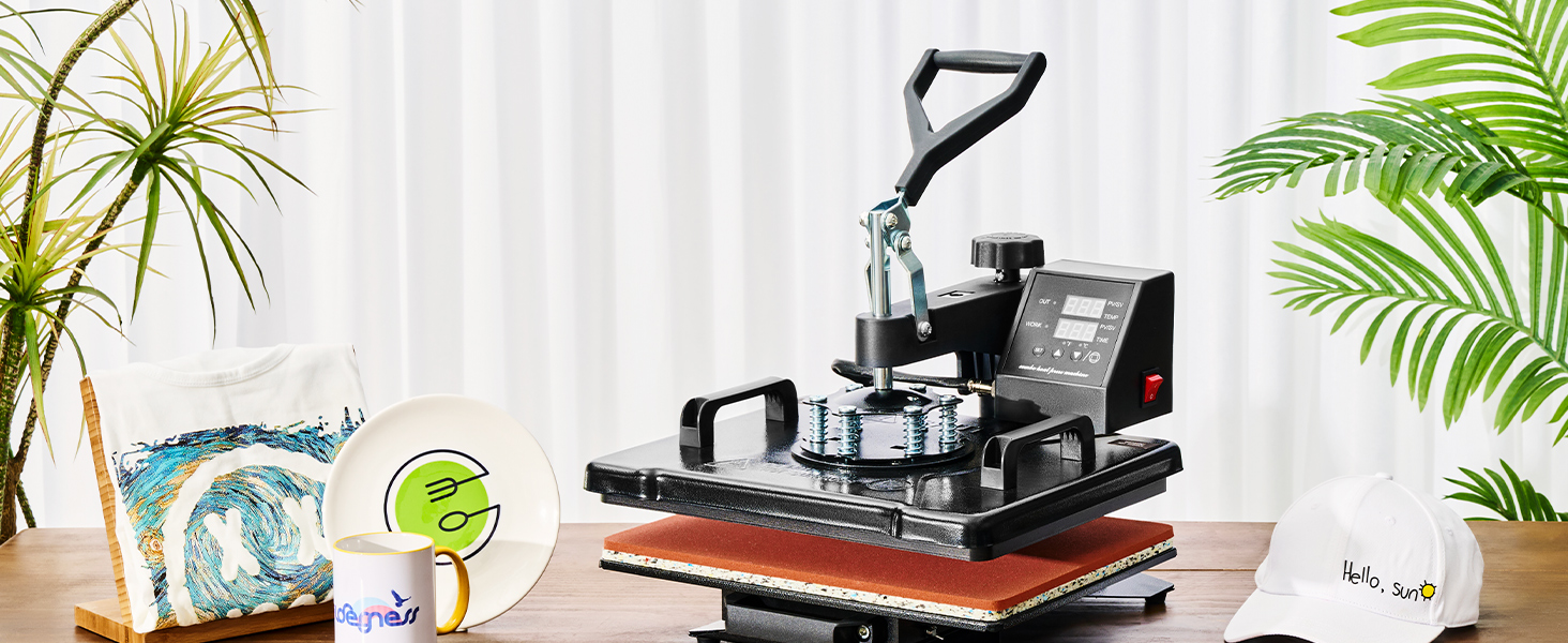 CREWORKS Hitzepresse Transferpresse 1250W Heat Press Heißpresse 360 Grad Schwenkbar DIY ...