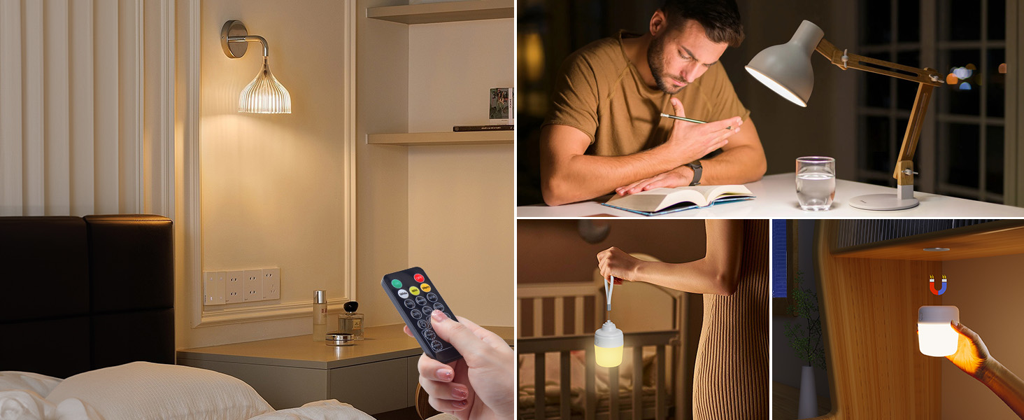 Brightown E26 Rechargeable Light Bulb with Remote and Timer, Battery ...