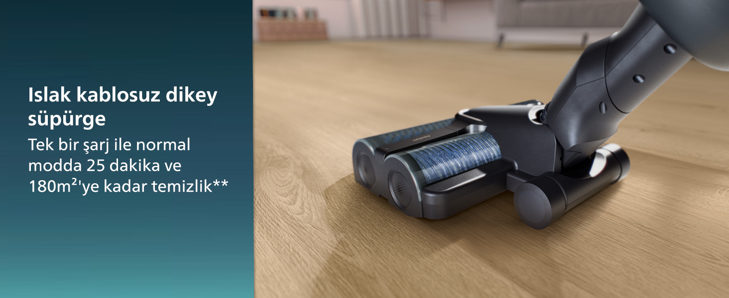 PHILIPS XW7110/01 Aqua Trio 7000 Serisi Kablosuz Dik Süpürge, Yeni Nesil Islak Süpüren Dik ...