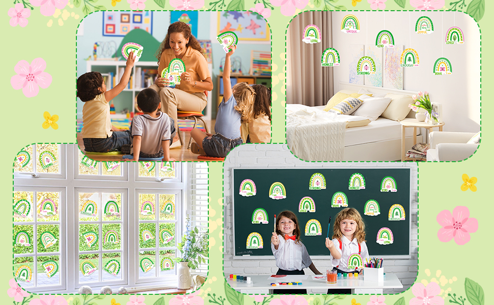 Amazon.com: Yopyame 63pcs Hello Spring Boho Rainbow Motivational ...