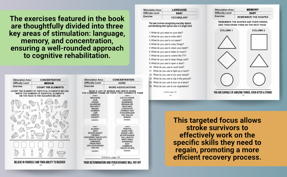 Stroke Recovery Activity Book: Cognitive Exercises, Memory Games and ...