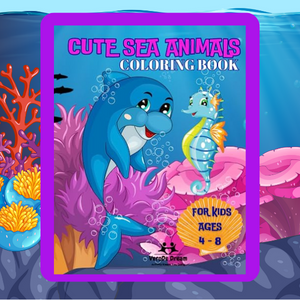 Cute Sea Animals Coloring Book: 50 Cute Under Ocean Animals for Kids ...