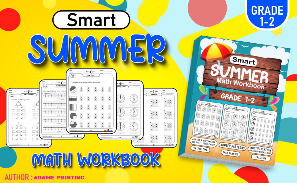 Smart Summer Math Workbook grade 1-2: 100 day of Math - Math workbook ...