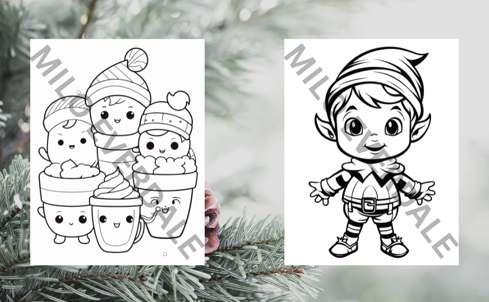 Christmas Coloring Book for Kids Age 4 to 8: Coloring Book with Cute ...