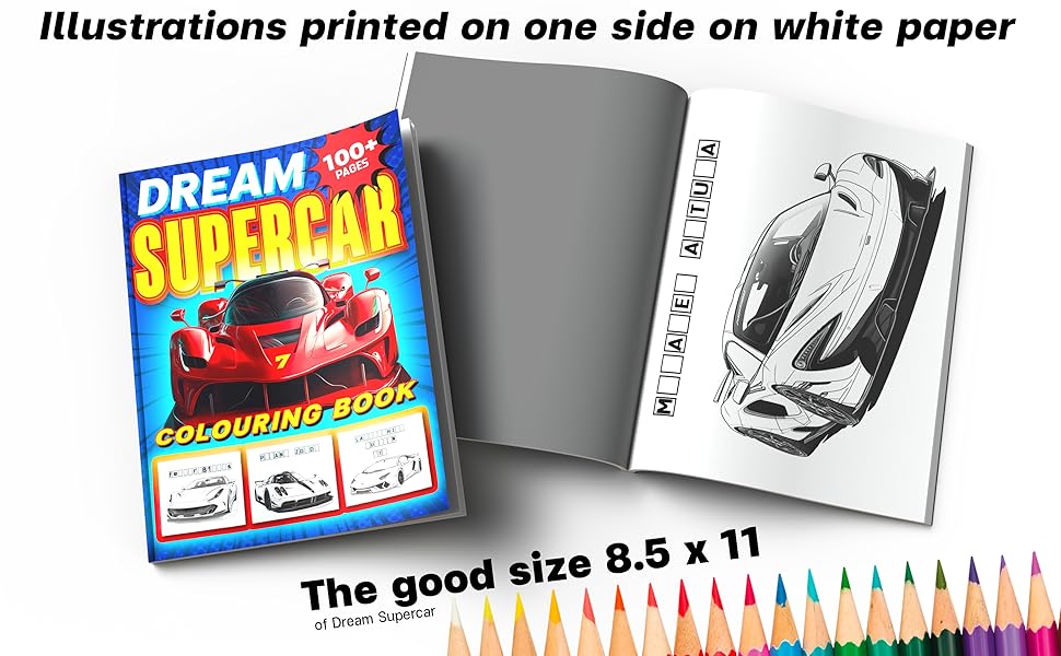Dream Super Car Colouring Book For Adult & Kids: 100+ SuperCar & Sport ...