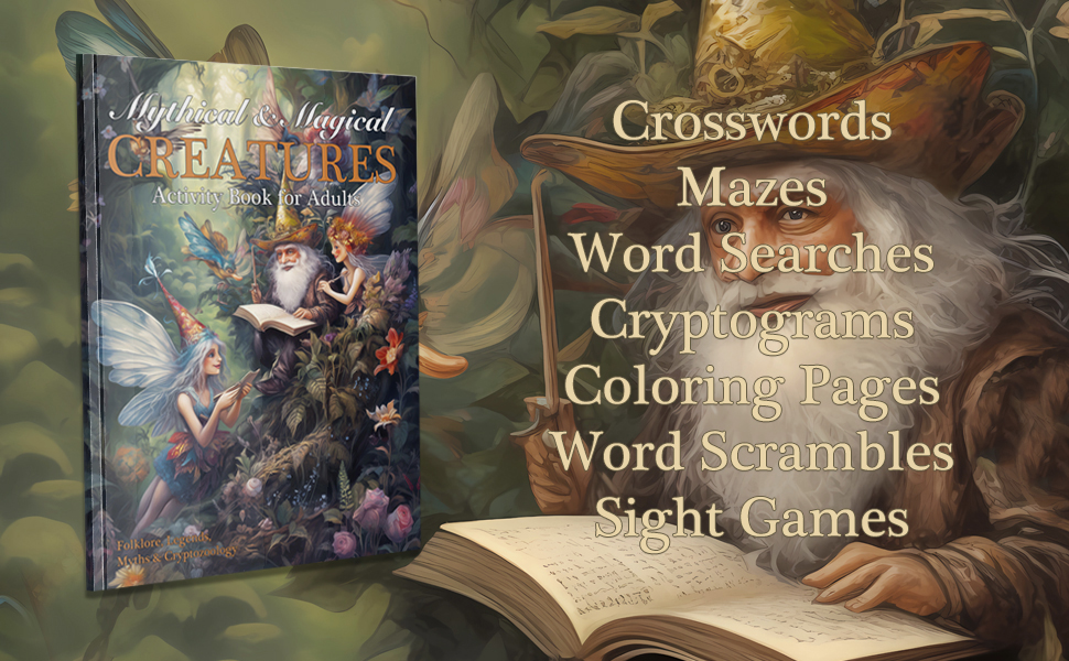 Amazon.com: Mythical & Magical Creatures Activity Book for Adults: Relaxing Mystical Puzzles ...