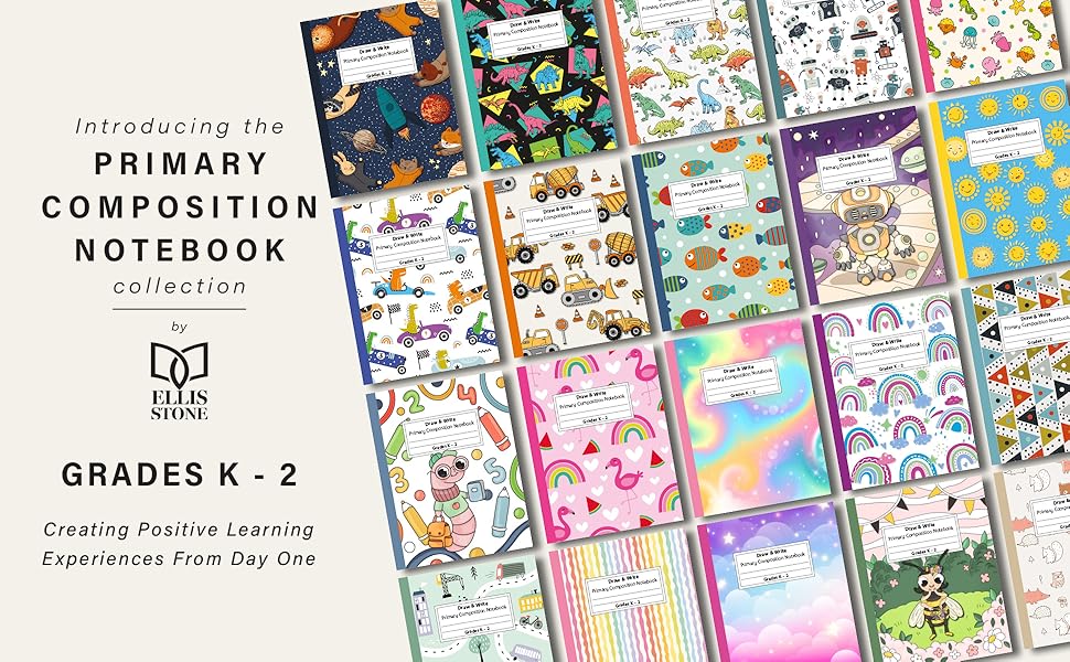 Grades K-2 Primary Composition Notebook: Write and Draw Note Book with Dotted Midline and ...