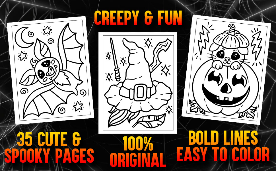 Quick and Easy Halloween Coloring Book: Large Print Simple Designs with ...