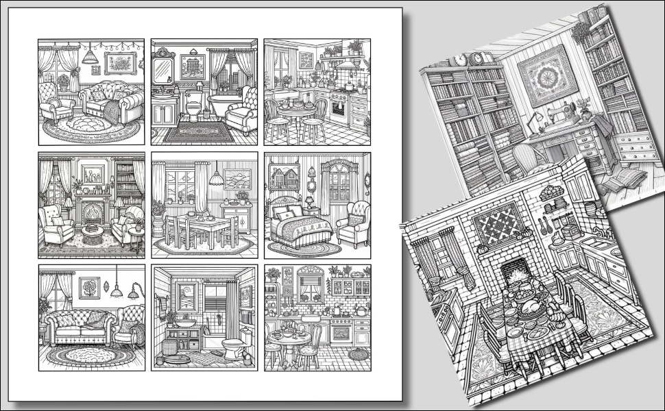 Amazon.com: cozy home spaces: Charming home sweet home interior coloring book for adults incl ...