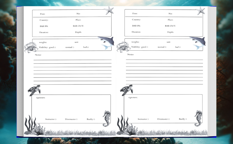 Dive Log Book: Chronicles of the Deep Blue: Scuba Diving Log Book, 100 Dive Logbook, Divers Log ...