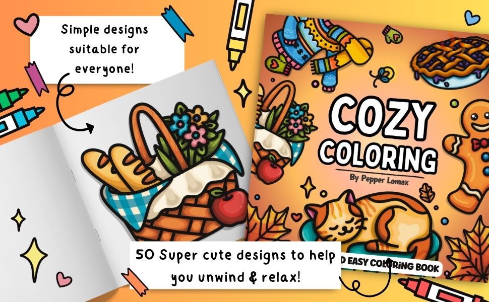 Amazon.com: Cozy Bold and Easy Coloring Book: 50 Charmingly Simple Hand ...