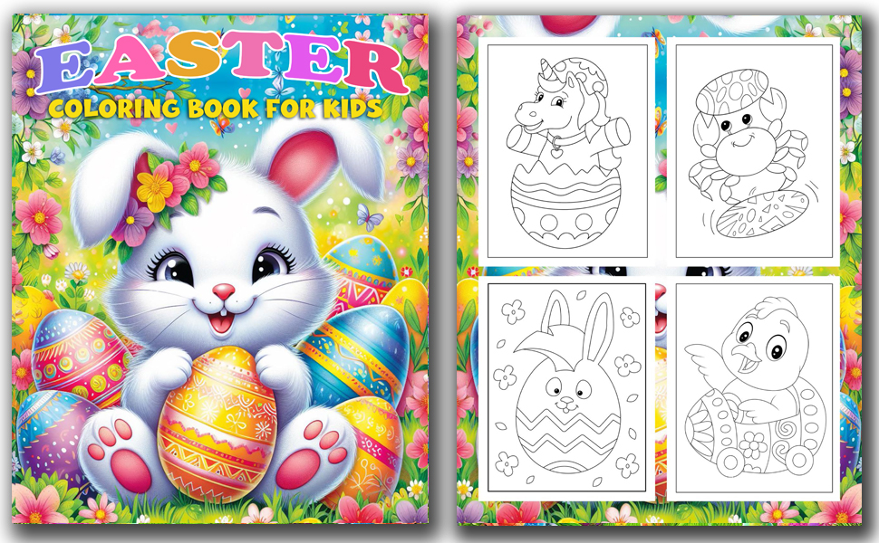 Easter Coloring Book For Kids: Over 50 Big And Easy To Color With ...