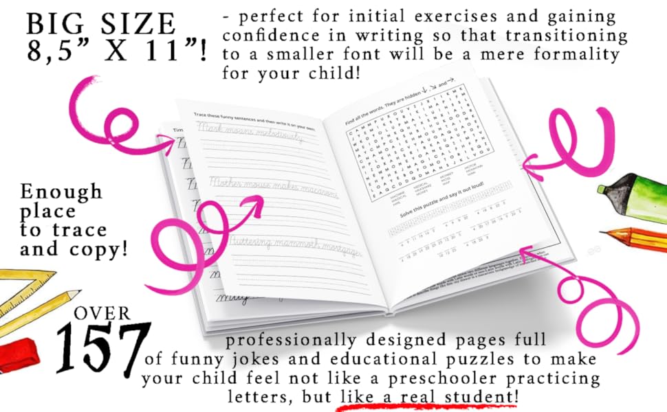 Cursive Handwriting Workbook for Kids Ages 8-12 with Jokes & Riddles ...