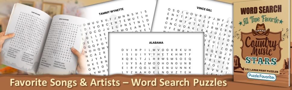 Country Music Word Search Large Print: 101 All Time Favorite Country ...
