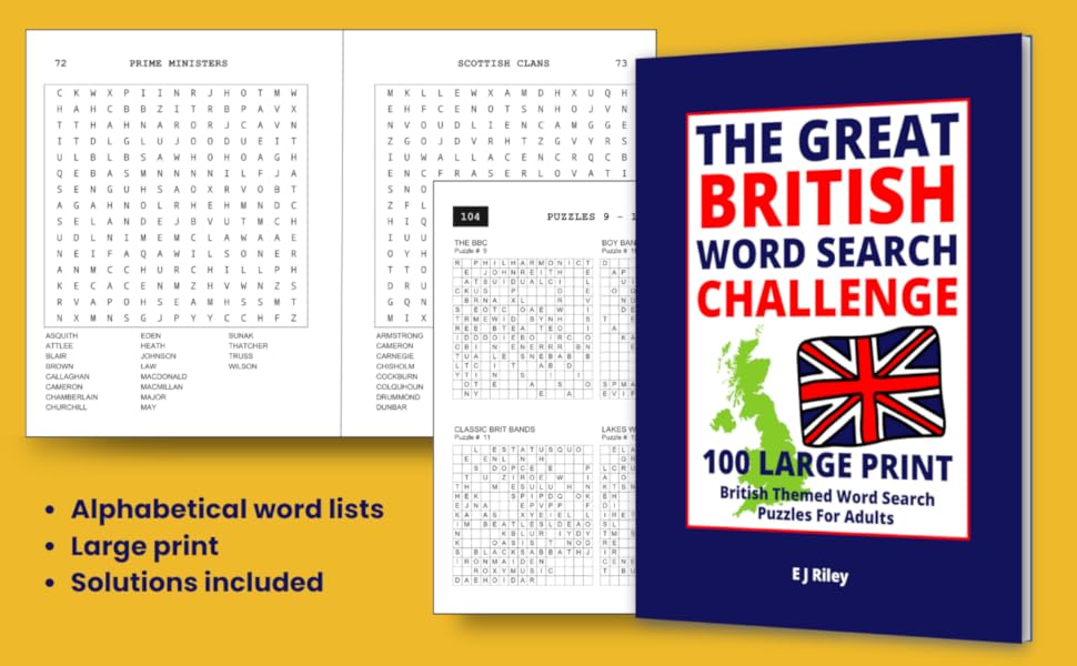 The Great British Word Search Challenge: 100 Large Print British Themed ...