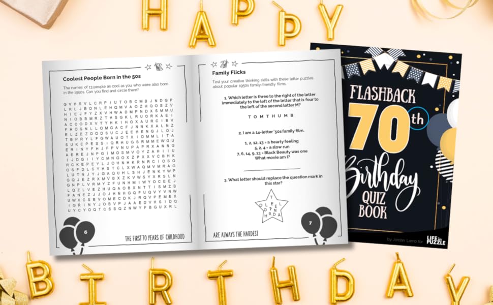 Flashback 70th Birthday Quiz Book: Turning 70 Humor and Mixed Puzzles for Adults Born in the ...