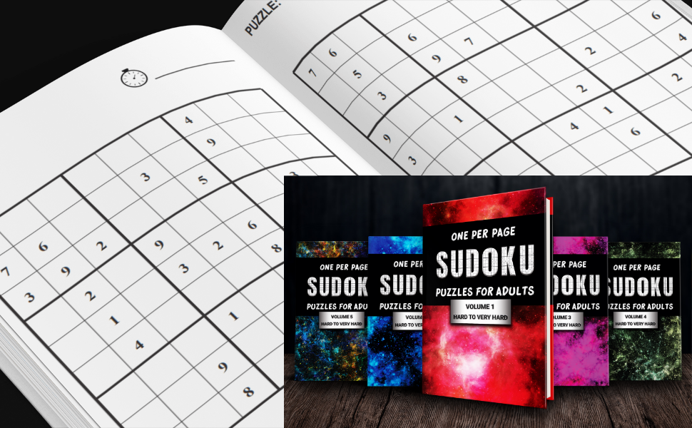One Per Page Sudoku Puzzles For Adults Large Print: Volume 1, 300 Hard ...
