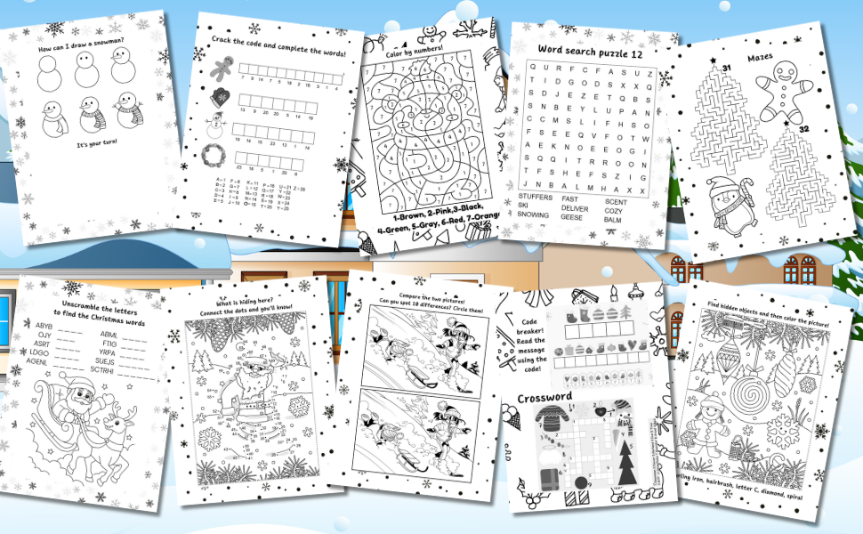 Christmas Activity Book for Kids Ages 6-8: A Fun Children Puzzles ...